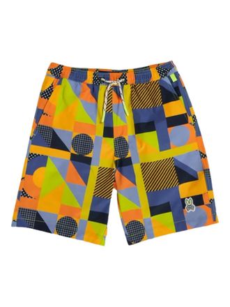 Psycho Bunny short de bain Henry Deco à imprimé géométrique - Bleu