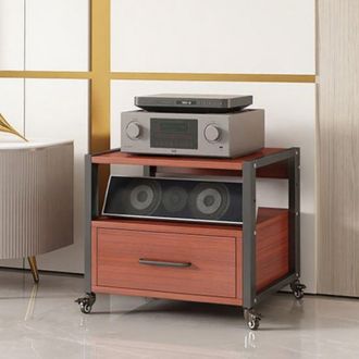 Generic HiFi Rack aus Holz & Stahl StereoKomponenten Rackschrank, Höhenverstellbarer Mediena Ufbewahrungssch Rank, für Heimkino Schlafzimmer Büro Wohnzimmer(R