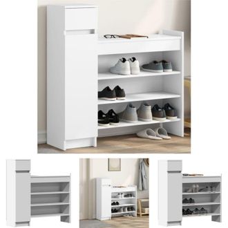 vidaXL The Living Store Schuhschrank Wei&szlig; 100,5x28x100 cm Holzwerkstoff - Schuhregale & -schr&auml;nke