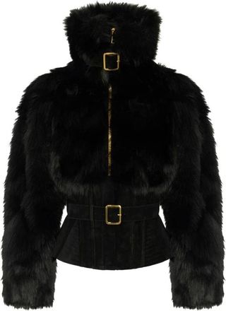 Elisabetta Franchi Bustier-Jacke in Fell-Optik - - Jackets - Damen - Schwarzk - 2XL