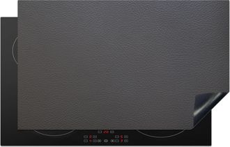 MuchoWow Herdabdeckplatte Ceranfeld Spritzschutz K&uuml;che Leder - Strukturiert - Leder-Optik - Grau 83x51.5 cm Induktionsherd Abdeckung Induktionskochfeld Ceranfe
