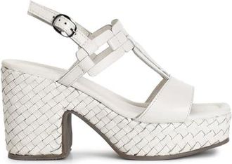 Caf&egrave;noir Sandales Compens&eacute;es En Cuir Tress&eacute; En Forme De &laquo; T &raquo;, Pour Femme, Couleur Beige, Taille 36