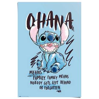 Reinders Poster, Disney Stitch Ohana, Kinderzimmer, Poster, Wanddeko, Room Decor, 150 gr. gl&auml;nzend Bilderdruckpapier, Blau, 91,5 x 61cm