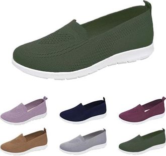 Generic Baskets &agrave; enfiler pour femme - Chaussures de marche tiss&eacute;es l&eacute;g&egrave;res en maille respirante - Baskets confortables et d&eacute;contract&eacute;es pour la course &agrave; pied