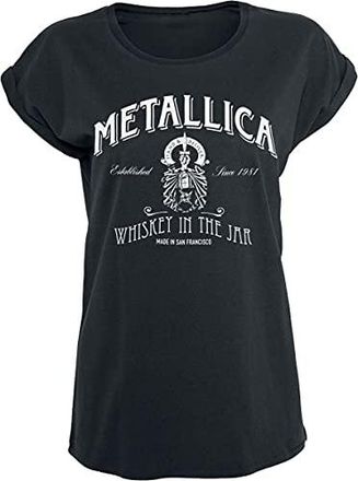 Metallica G&eacute;n&eacute;rique Metallica Whiskey in The Jar Femme T-Shirt Manches Courtes Noir S 100% Coton Large