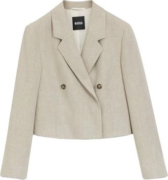 HUGO BOSS Femme, Vestes, Beige, Taille: 36 FR Blazer court crois&eacute;