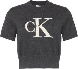 Calvin Klein Pull manches courtes &agrave; logo en coton