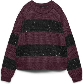 Vero Moda Damen Vmsparkle Ls O-Neck Pullover, Winetasting, Small