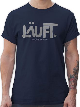 Shirtracer T-Shirt Herren - Statement - L&auml;uft - L&auml;uft Lustig Spr&uuml;che Lustiger Spruch Nerd Geek L&auml;uft bei Mir - 5XL - Navy Blau - lauft-Shirts spruchshirts spruec