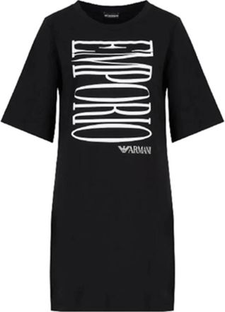 Emporio Armani Femme, Robes, Noir, Taille: 38 FR Abito T-Shirt Logo Maxi Print