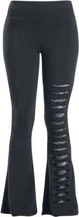 Gothicana by EMP Femme Leggings Noirs avec évasement et découpes L