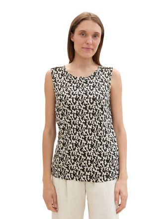 Tom Tailor Damen Crincle Blusen-Top mit Muster, black small abstract design, XXS