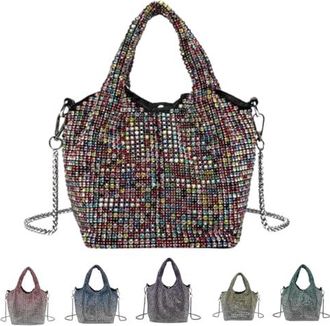 Generic Elegant Rhinestone Clutch Purse for Women,Sparkly Evening Bag with Chain for Wedding,Prom,Party,Gala (colored diamond)