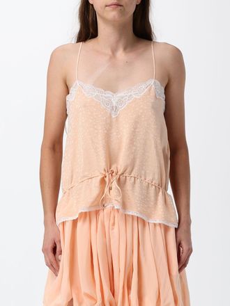 Chlo&eacute; Top en soie avec empi&egrave;cements en dentelle florale et encolure triangle