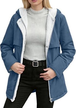 Generic Veste dhiver chaude et &eacute;paisse &agrave; capuche pour femme 2026, bleu, XXL
