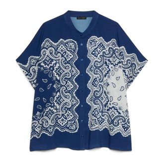 Fiorella Rubino Bandana Print Viskose Bluse - - Blouses & Shirts - Damen - Blau - S