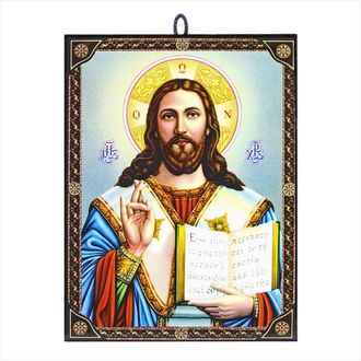 NKlaus Ikone Jesus Christus 9,7x13,5x1,2cm Christliche Ikone orthodox aus Griechenland 60121
