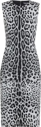 Dolce & Gabbana Leopardenmuster &auml;rmelloses Charmeuse-Kleid - - Dresses - Damen - Grau - M