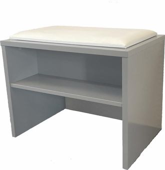 PELIPAL Wien - Sitzbank, 60 cm, Sitzfl&auml;che in wei&szlig; - Badm&ouml;bel - Korpus in Quarzgrau Hochglanz