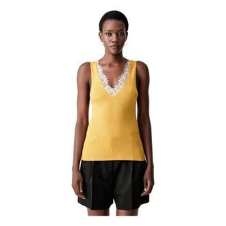 Pinko Pinko, Femme, Tops, Jaune, Taille: 38 FR Pull en maille