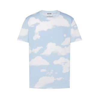 Moschino Homme, Tops, Bleu, Taille: M T-shirt col rond à motif nuage