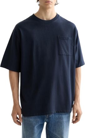 Scotch & Soda Mens Core-3 Crosses Loose Fit Pocket T-Shirt, Night, XL