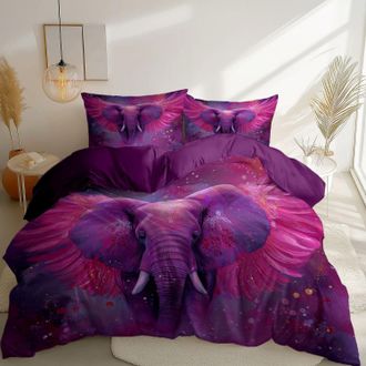 Generic Bettw&auml;sche Fantasy Tiere Elefant Motiv 180 x 200 cm Bettbezug, Bettw&auml;sche-Sets mit Rei&szlig;verschluss, Weich Atmungsaktive Mikrofaser Wendebettw&auml;sche und 