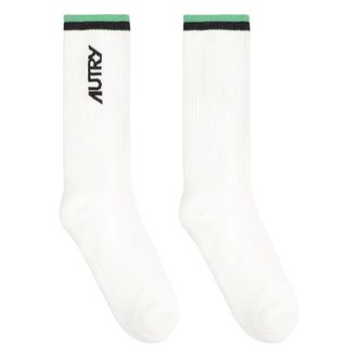Autry Femme, Sous-vêtements, Blanc, Taille: L Chaussettes en mélange de coton avec logo contrastant