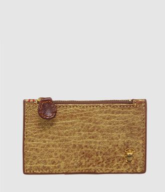 CLARIS VIROT Porte-cartes Helena Cuir Bubble Or Antique