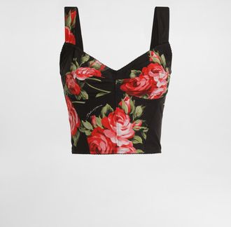 Dolce & Gabbana Bustiertop Mit Rosenbouquet-print - Frau Blusen Und Tops Mehrfarbig 48