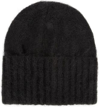 Auralee Homme, Accessoires, Noir, Taille: ONE Size Bonnet en maille mohair Super Kid bross&eacute;
