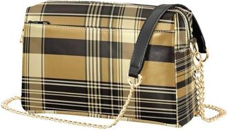 Mnsruu Sacs à bandoulière pour femme, sac à main en cuir à carreaux dorés