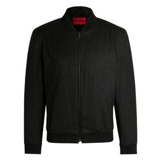 HUGO BOSS Homme, Pulls, Noir, Taille: S Veste en flanelle chin&eacute;e &agrave; col blouson