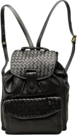 Bottega Veneta Pre-owned Vintage Woven Flap Backpack - - Pre-owned - Damen - Schwarzk - ONE SIZE