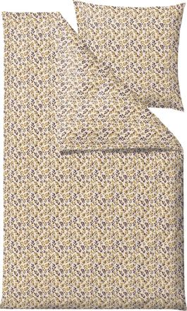 Södahl Painterly Leaf Bettwäsche 135x200 cm aus 100% Baumwolle, Set mit 1 Bettbezug 135 x 200 cm und 1 Kissenbezug 80 x 80 cm, Satin-Gewebe, Gold