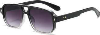 Generic Lunettes de soleil vintage pour homme - Verres transparents - Lunettes de soleil UV400, Dégradé noir et gris, Taille unique