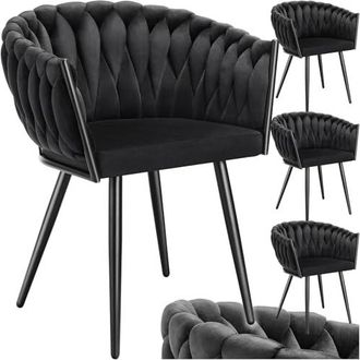 TecTake Lot de 4 Chaises de Salle à Manger Modernes Fauteuil Salon Chaise Ergonomique Rembourrée Confortable Chaise Design Meuble Salon pour Salle à Manger, S