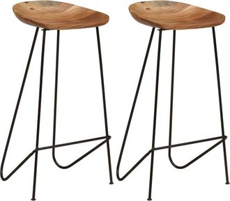 vidaXL Barhocker 2 Stk. Massivholz Akazie - Vidaxl