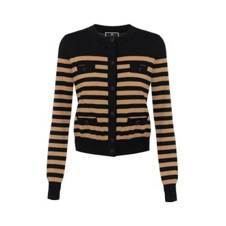Elisabetta Franchi Femme, Pulls, Noir, Taille: 40 FR Haut en Tricot &Eacute;l&eacute;gant