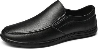 Generic NYSBH Chaussures bateau respirantes pour homme Chaussures plates d&eacute;contract&eacute;es &agrave; enfiler antid&eacute;rapantes, Noir, 42 1/3 EU