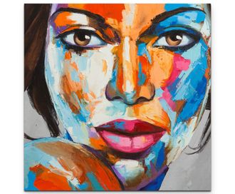 Paul Sinus Art Leinwandbilder | Bilder Leinwand 90x90cm abstraktes Portrait - Frau