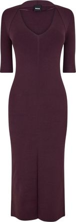 HUGO BOSS Fezanin Midikleid f&uuml;r Damen, V-Ausschnitt, 3/4 &Auml;rmel (Rot)