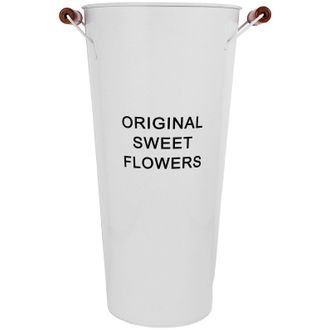 NUOBESTY Vintage Blumenk&uuml;bel Aus Eisen Mit Griff Rustikaler Metall Blumentopf F&uuml;r Blumenarrangements Und Wohn Dekor Wasserfester Retro Blumeneimer Wei&szlig; 40cm