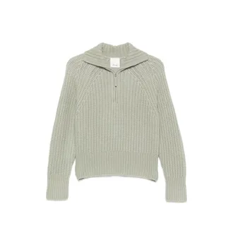 Allude Ribbed-knit Zip-up Sweater