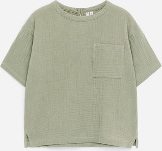 Arket T-Shirt Aus Baumwollmusselin -Gr&uuml;n