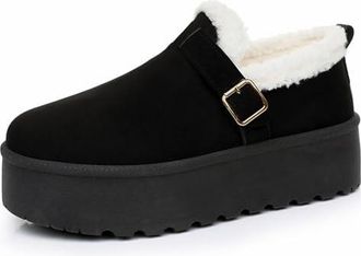 Alexis Leroy Chaussons Hiver Femme Chaussures de Maison Plateforme Antid&eacute;rapant Int&eacute;rieur/Ext&eacute;rieur Noir 39 EU