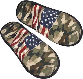 Generic Confortable Pantoufles Hommes Drapeau am&eacute;ricain imprim&eacute; camouflage Chaussures Classiques Chaussons Homme pour Adulte Ext&eacute;rieur Int&eacute;rieur M