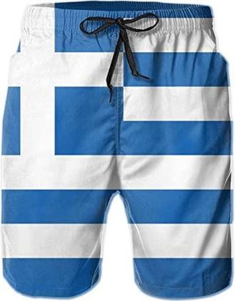 DJNGN Drapeau de la Grèce Short de Bain pour Homme Short de Bain à séchage Rapide Short de Plage imprimé Short de Bain