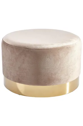 Ambia Home Hocker, Gold, Hellbraun, Metall, Textil, rund, 55x55x35 cm, Wohnzimmer, Hocker, Sitzhocker