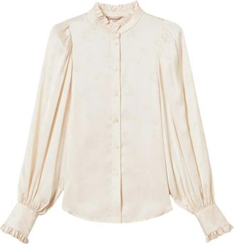 Twinset Femme, Blouses et Chemises, Beige, Taille: 38 FR Chemise en satin jacquard